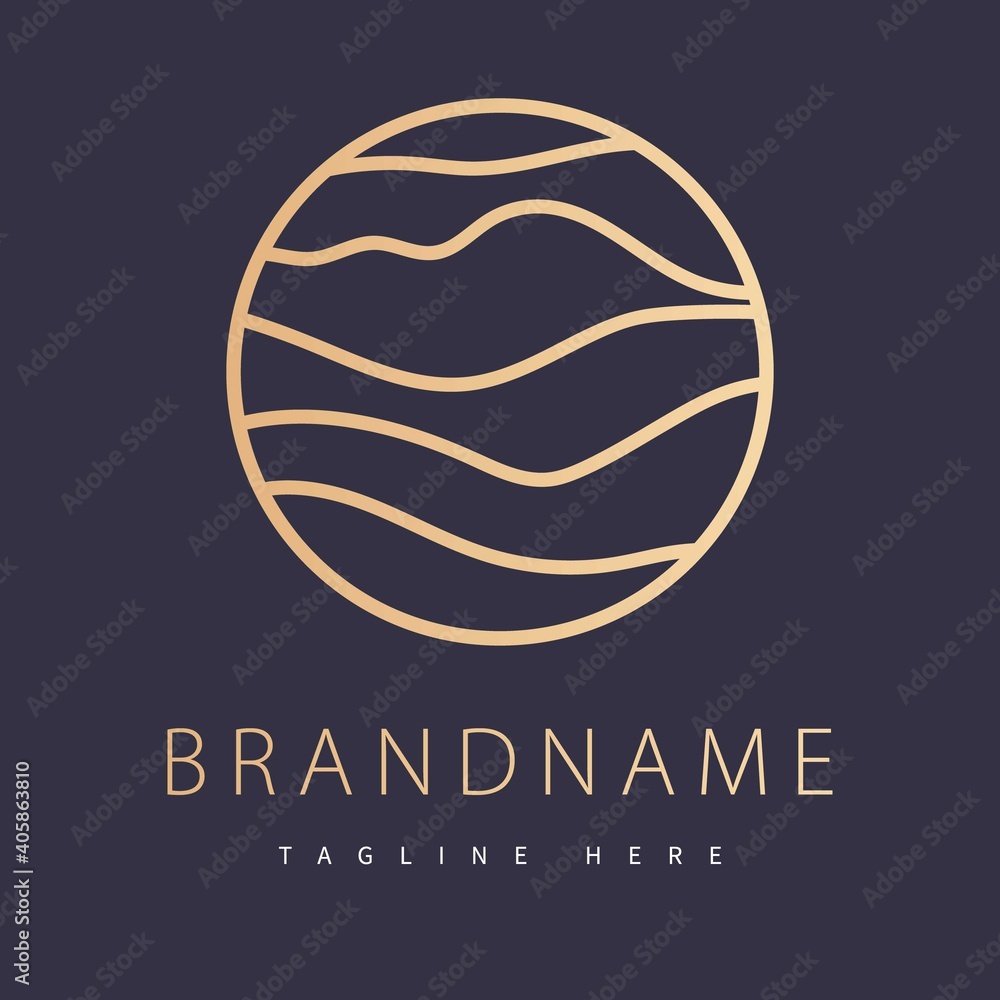 Abstract art wavy circle logo with waves lines background.Design ...