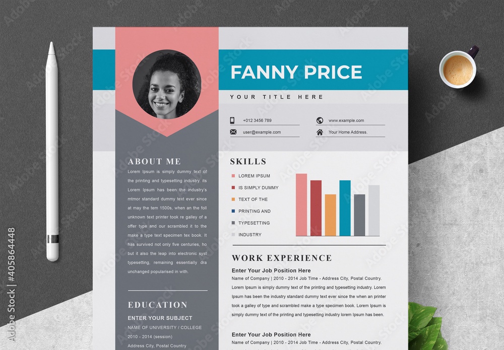 Resume and Cover Letter Layouts with Gray Header Stock Template | Adobe ...