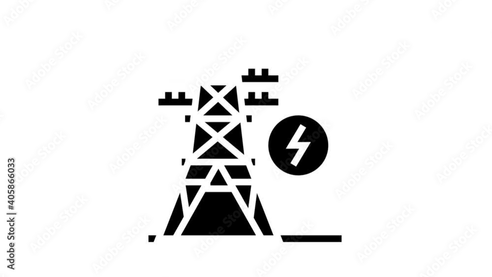 electrical tower animated glyph icon. electrical tower sign. isolated ...