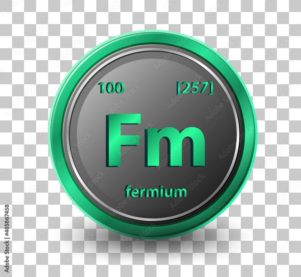 Fermium chemical element. Chemical symbol with atomic number and atomic ...
