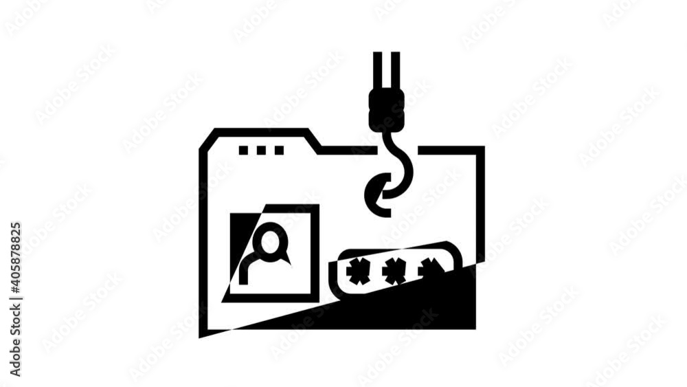 hacking user folder animated black icon. hacking user folder sign ...