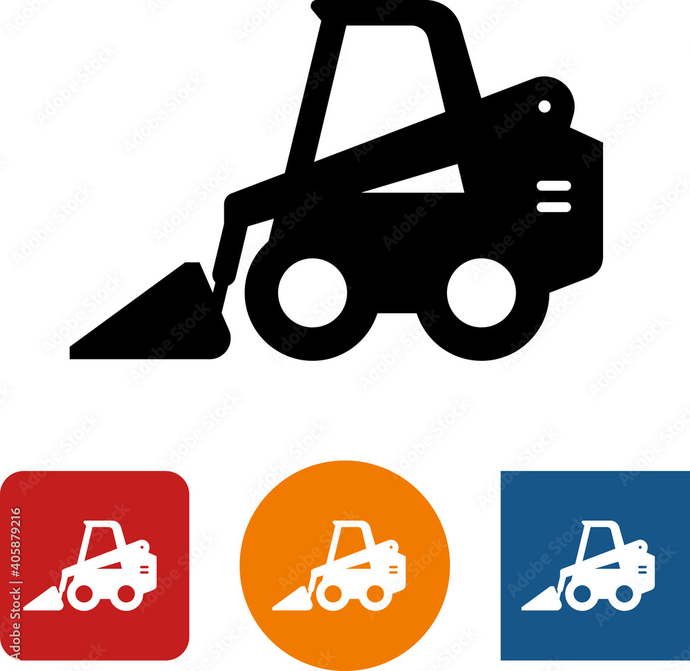 Skid Steer Loader Vector Icon Stock Vector | Adobe Stock