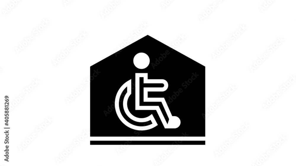 Vidéo Stock house for disabled animated glyph icon. house for disabled ...