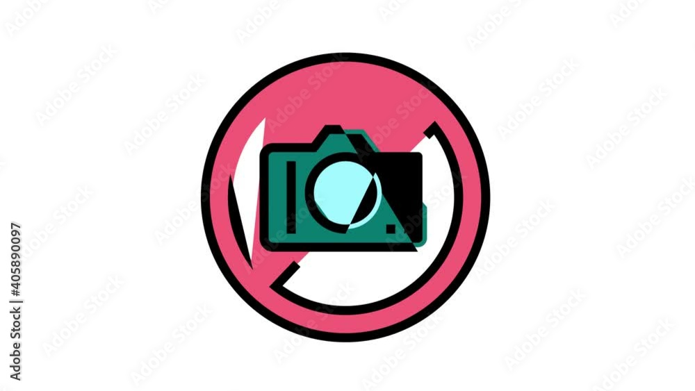 no photo crossed out sign animated color icon. no photo crossed out ...