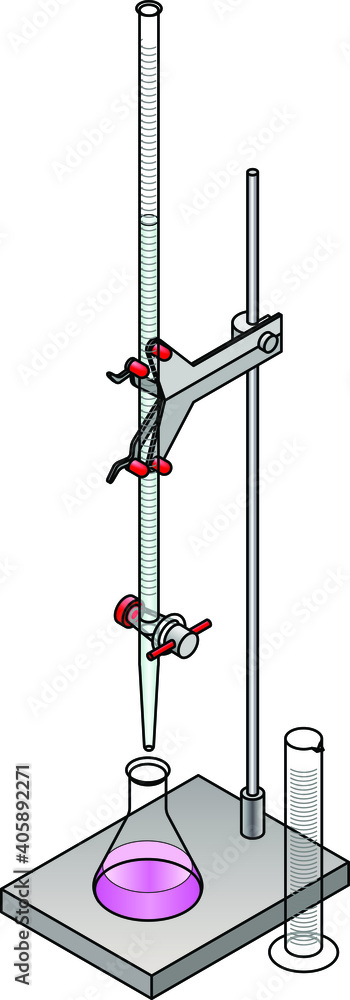 Lab setup - acid-base redox titration with pink phenolphthalein ...