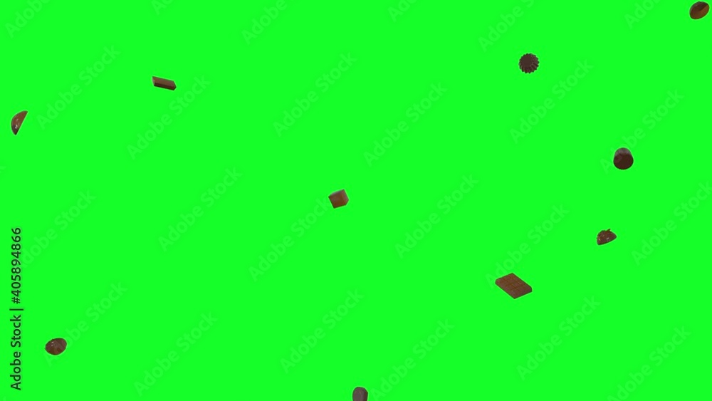 Rain chocolates bonbon candies falling valentines day green screen ...