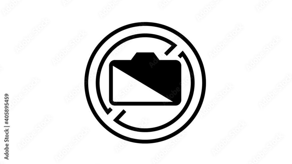 no photo crossed out sign animated black icon. no photo crossed out ...