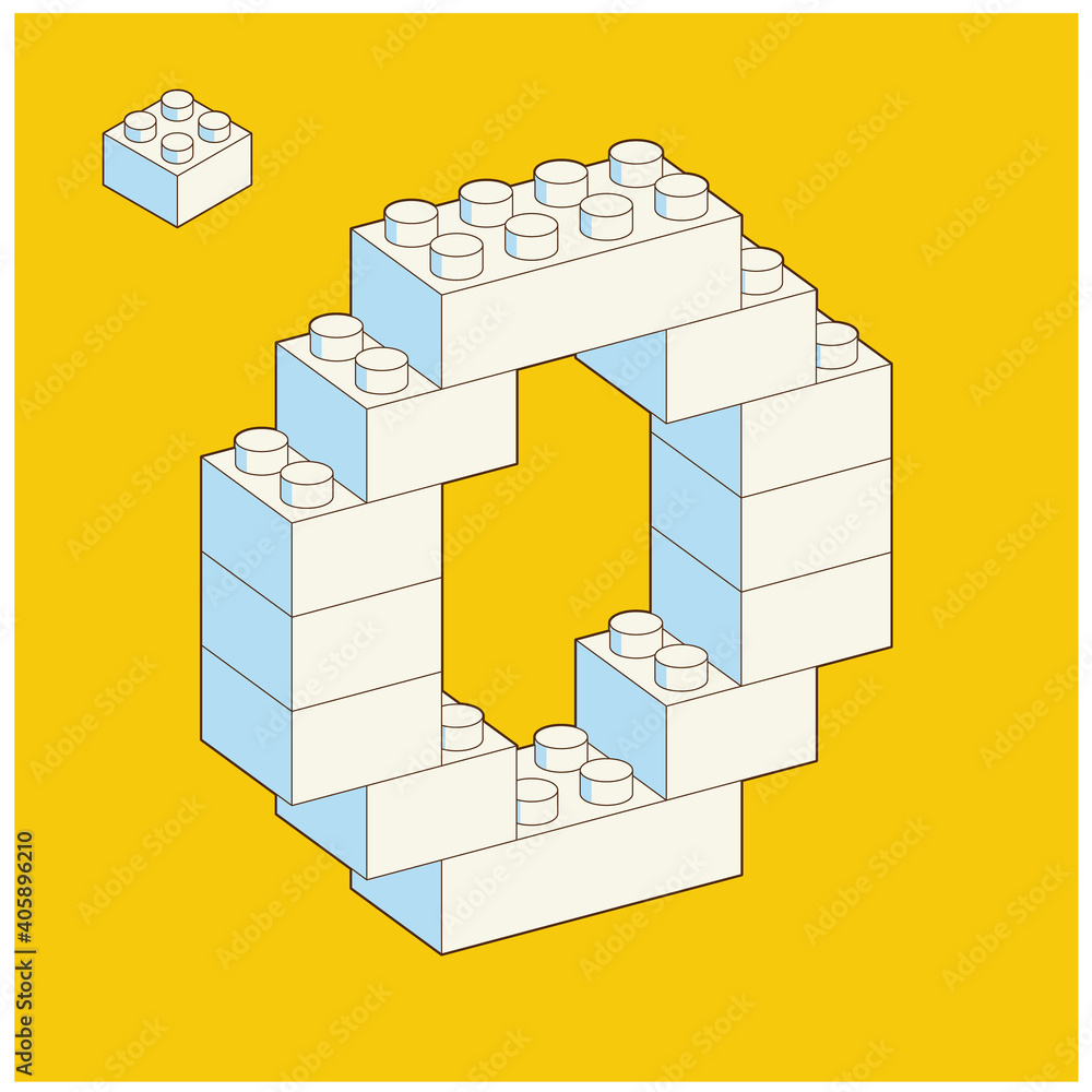 Number 0 from Plastic building blocks. Colored Bricks bricks isolated ...