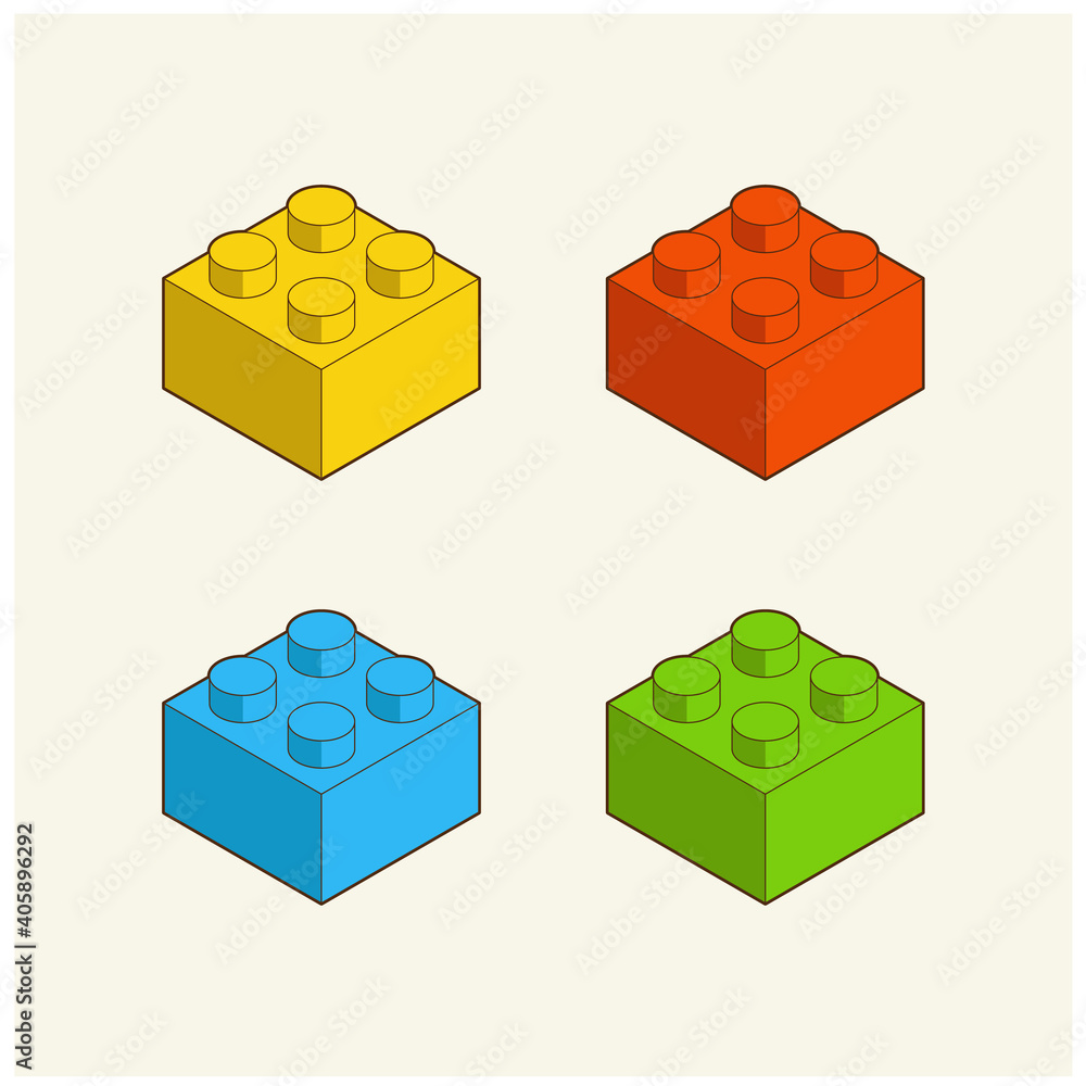 The toy building block, bricks for children. Vector isometric ...