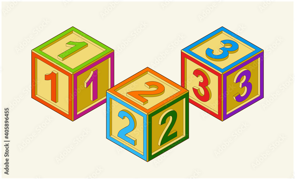 Toy building cube. Bright colored bricks building tower. Block vector ...