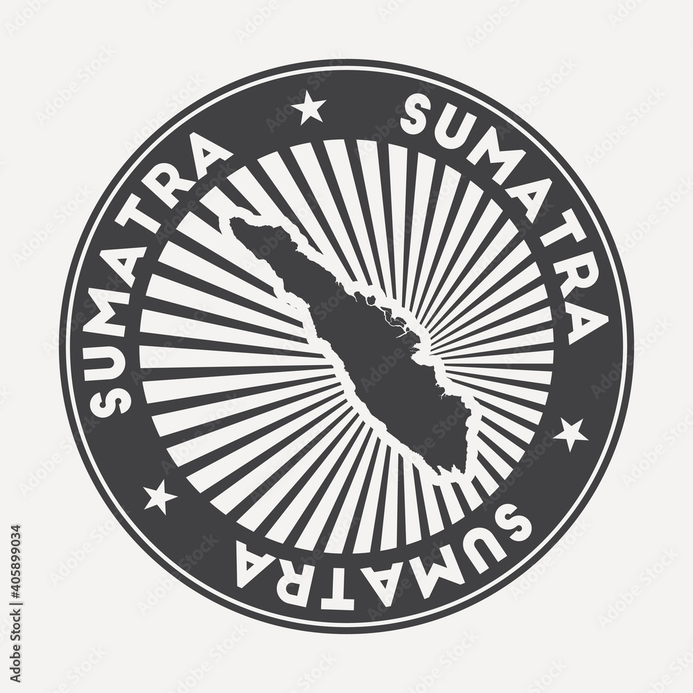 Sumatra round logo. Vintage travel badge with the circular name and map ...