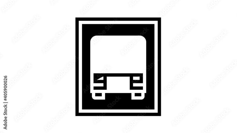 bus stop station sign animated glyph icon. bus stop station sign sign ...