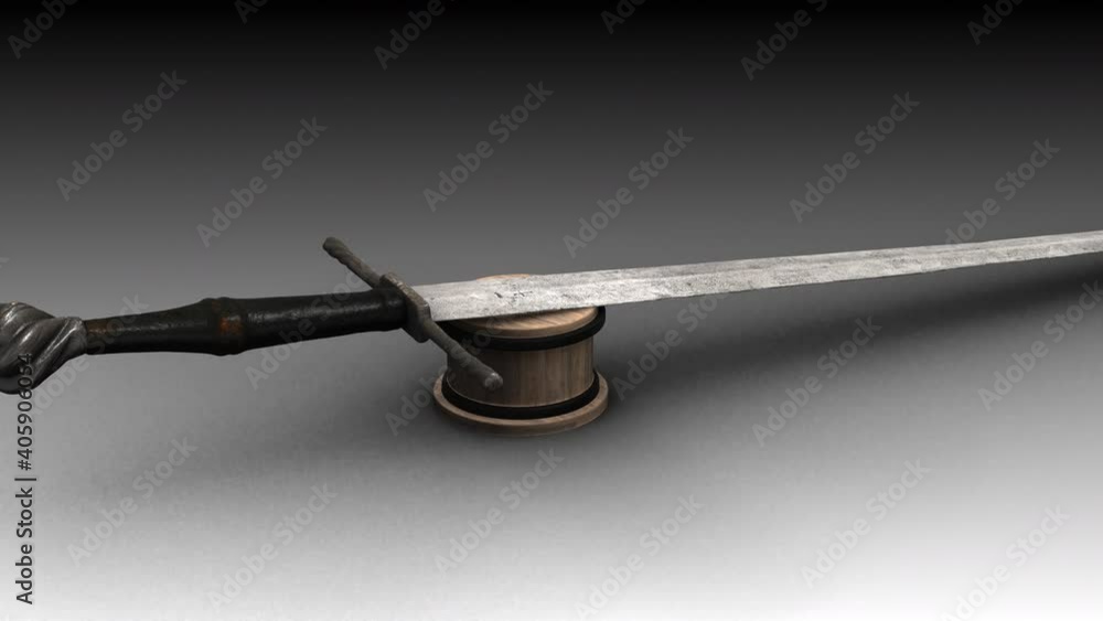 German arming sword rotation on stand - 3d animation model on a ...