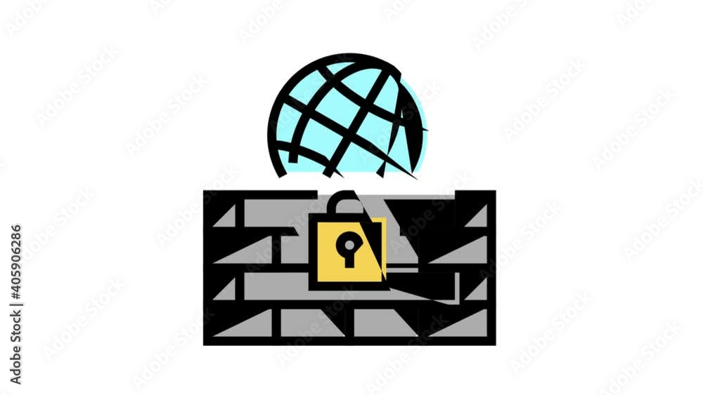 wall protection worldwide internet animated color icon. wall protection ...