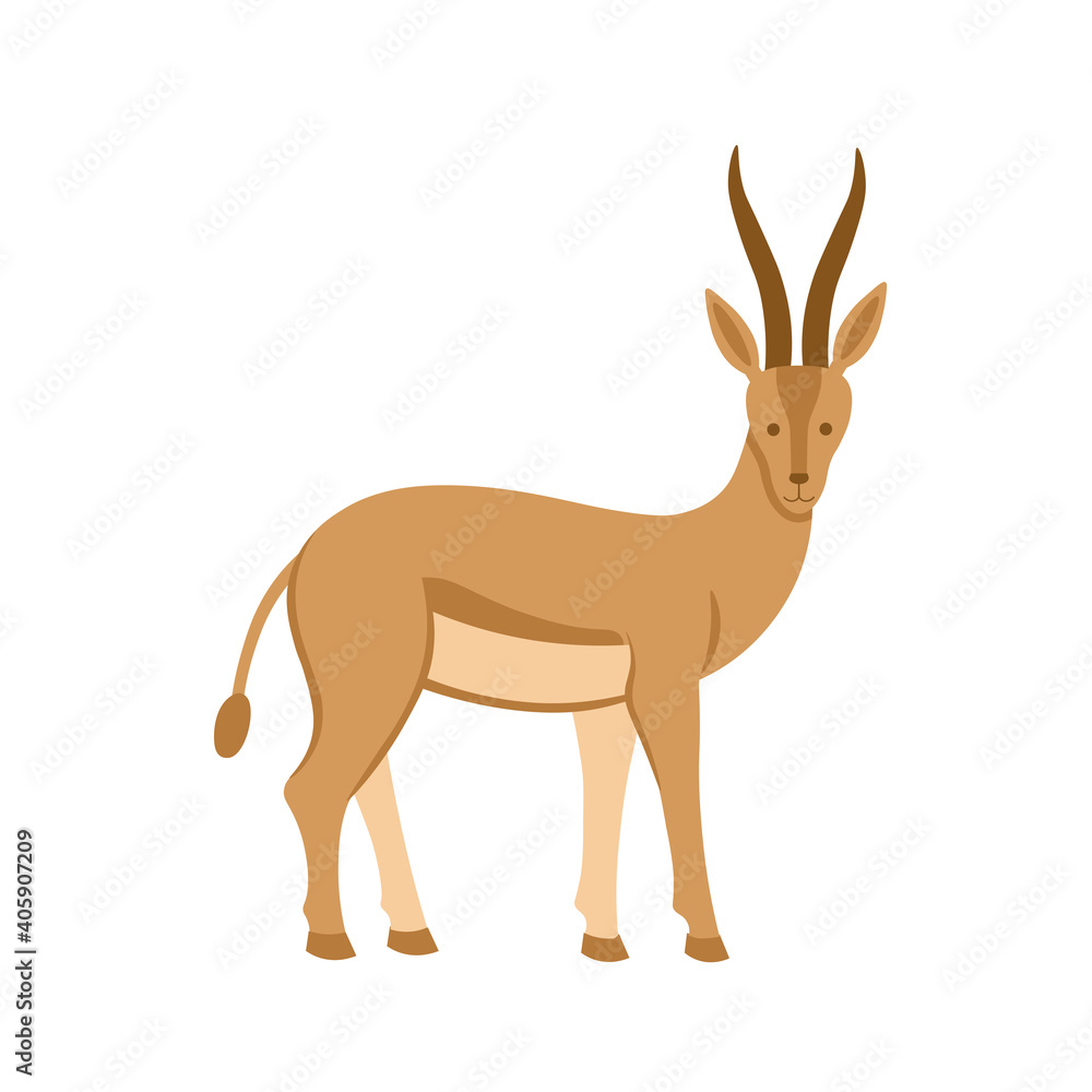 Cartoon antelope on a white background.Flat cartoon illustration for ...