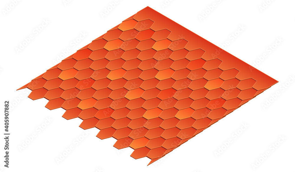 Isometric vector illustration red shingles bitumen roofing cover ...