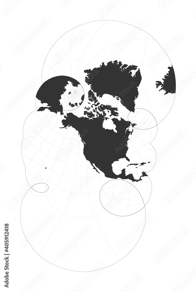 Map of The World. Modified stereographic projection for the United ...