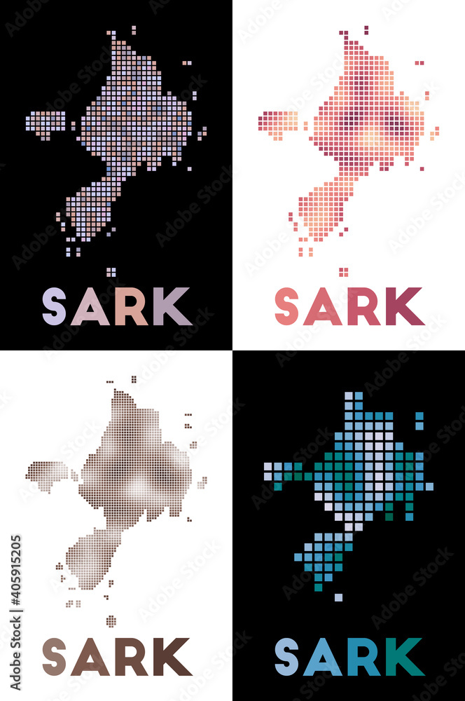 Sark map. Collection of map of Sark in dotted style. Borders of the ...