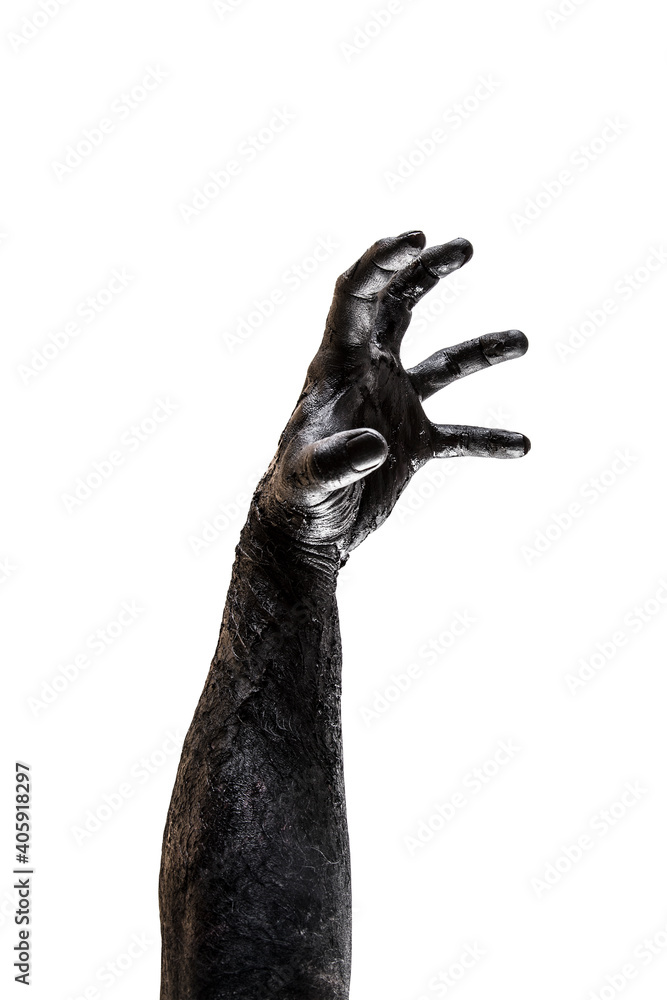 Creepy zombie hand isolated on white background with clipping path ...