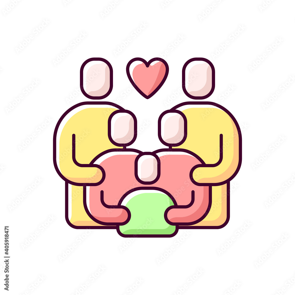 Family reunion RGB color icon. Relatives social gathering. Parents ...