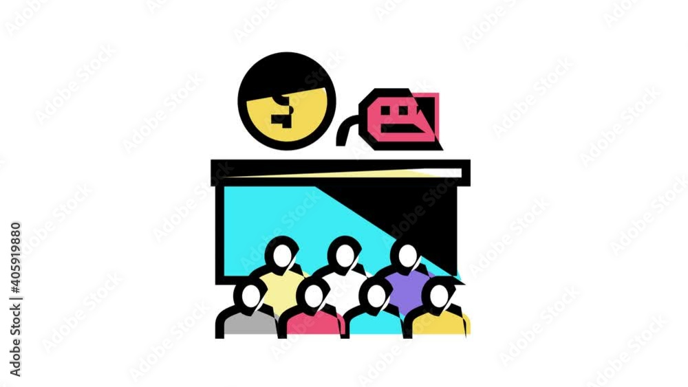 conference room rental animated color icon. conference room rental sign ...