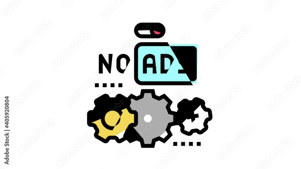 no ads setting animated color icon. no ads setting sign. isolated on ...