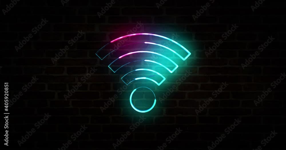 Wifi hotspot symbol, wi-fi internet zone neon sign on brick wall, free ...