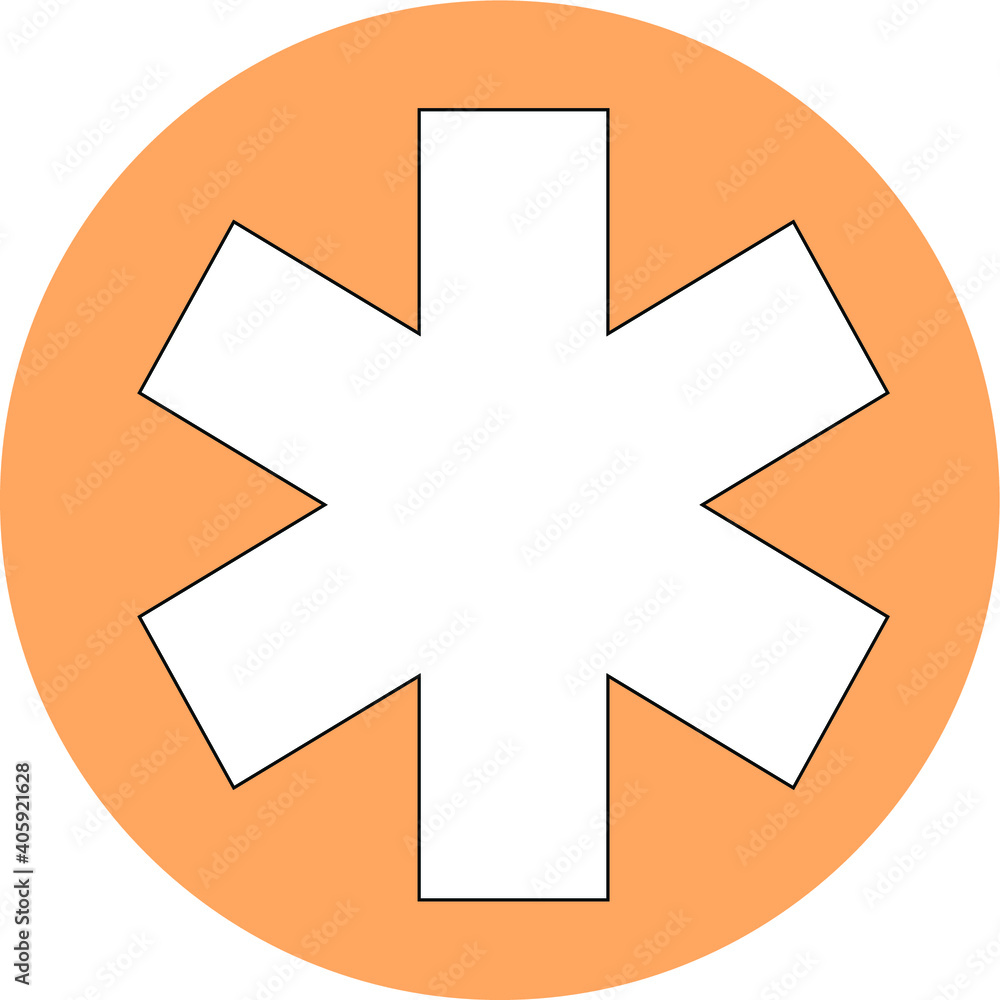 Emergency star vector icon on a peach background. Emergency star icon ...