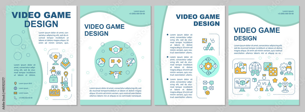 Video game design brochure template. Programmer, animator. Flyer ...