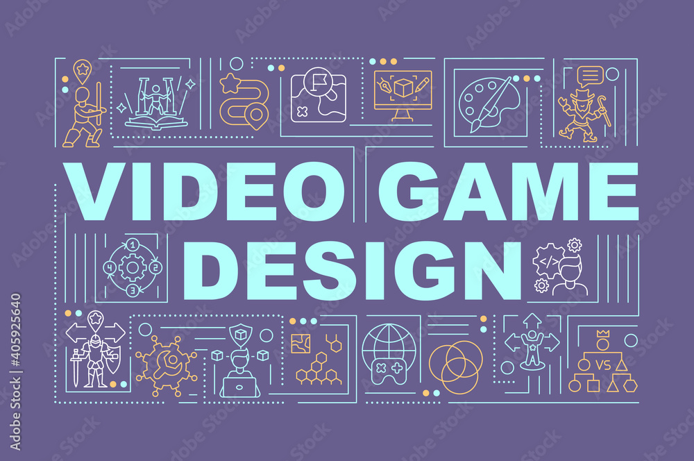 Video game design word concepts banner. Combining art and technology ...