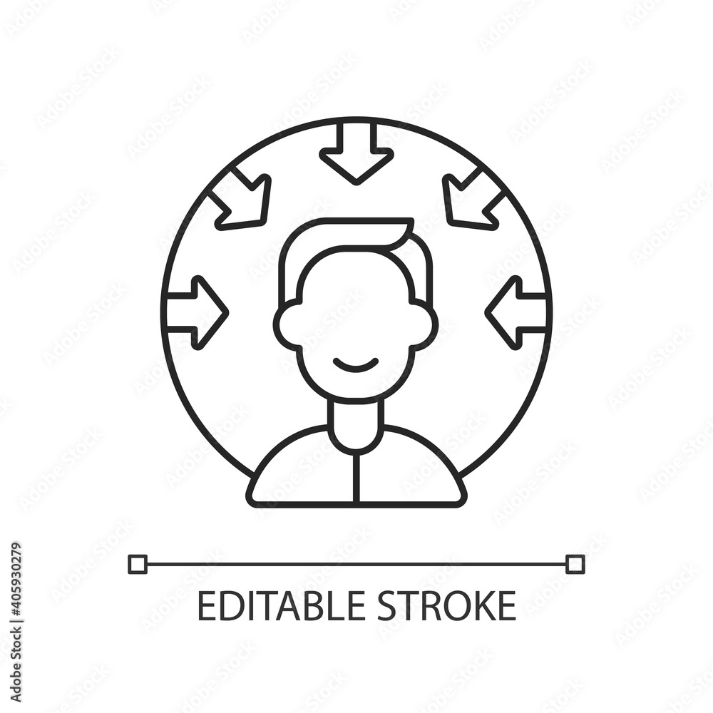 Customer centricity linear icon. Service with integrity. Core corporate ...