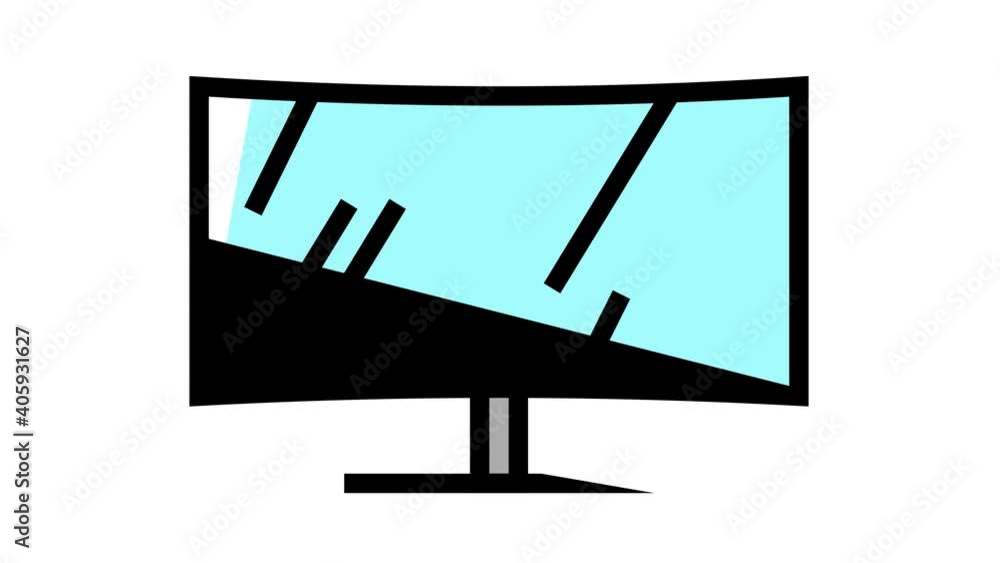 curved monitor animated color icon. curved monitor sign. isolated on ...