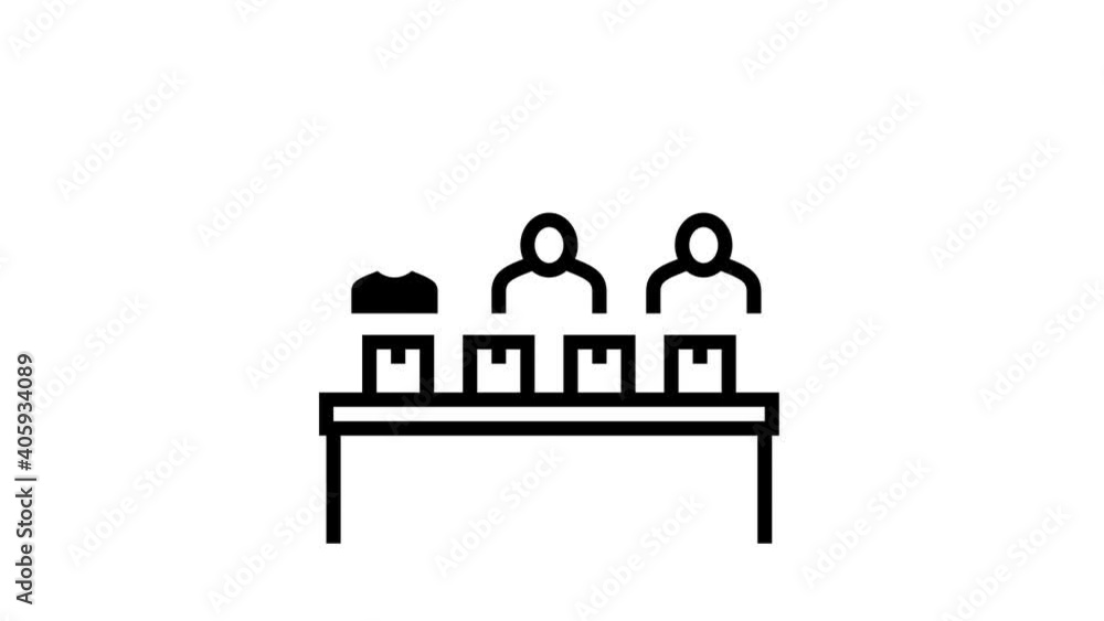 factory employees controlling manufacturing process animated black icon ...