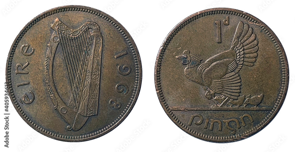 PENNY 1968 IRLANDA TRADICIONAL MONEDA DE LA SUERTE Stock Photo | Adobe ...