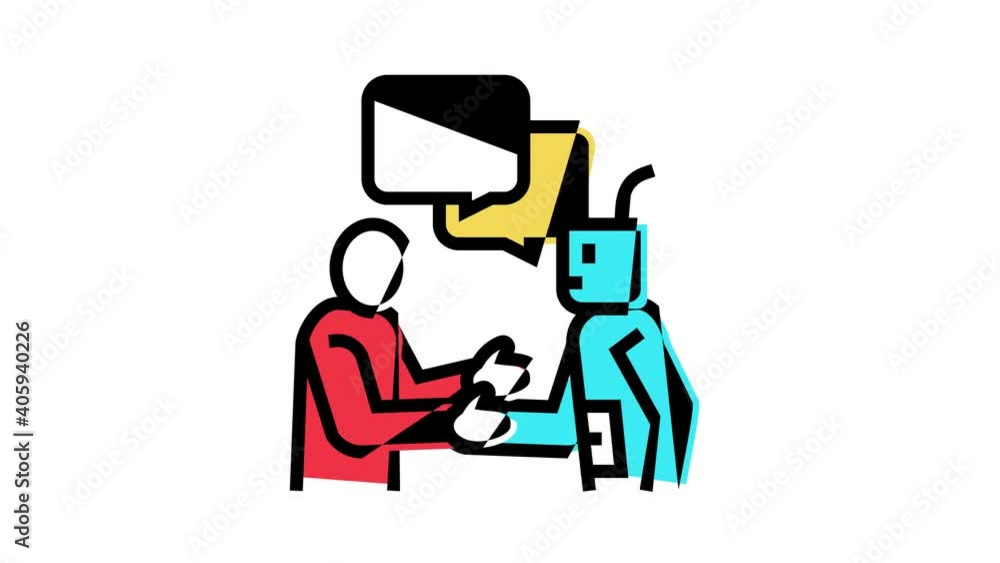 artificial intelligence work introduction animated color icon ...