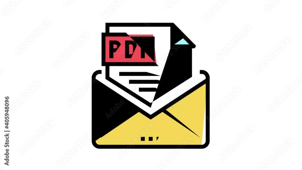 sending pdf file animated color icon. sending pdf file sign. isolated ...