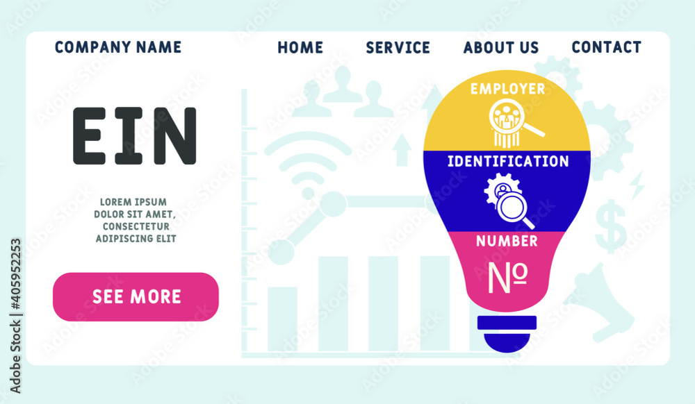Vector website design template . EIN - Employer Identification Number ...