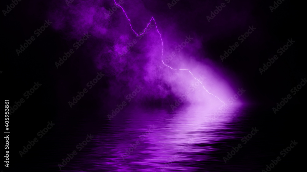 Abstract realistic nature lightning thunder background . Bright curved ...