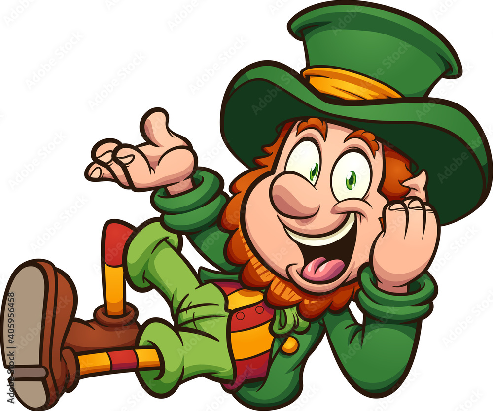 Leprechaun lying down cartoon. Vector clip art illustration with simple ...