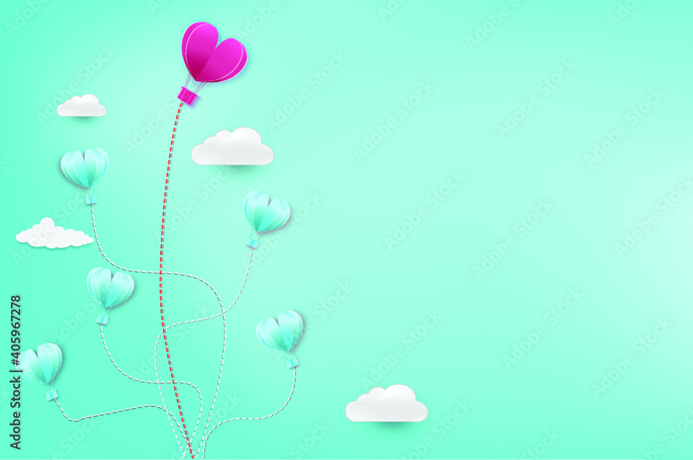 Group of Balloon flying.Paper Balloon in one direction and one red ...