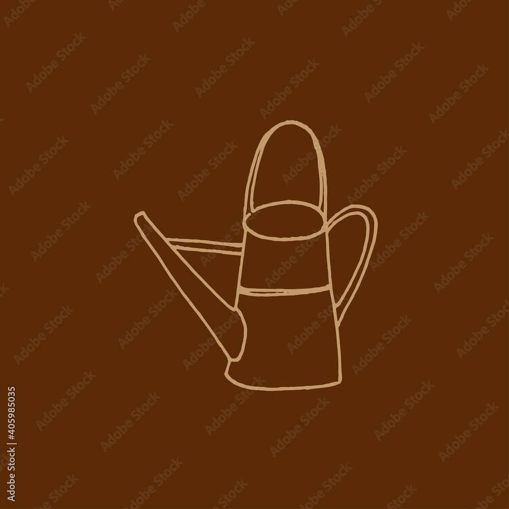 watering can vector illustration isolated on brown background. vintage ...