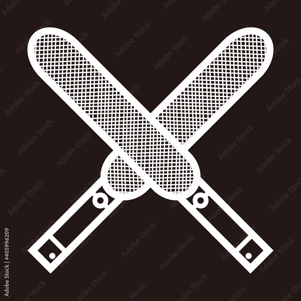 crossed shotgun microphone silhouette for recording, filming, news ...