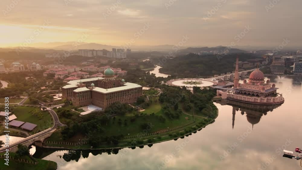 4K UHD Cinematic Aerial footage of Putra Perdana, Prime minister office ...