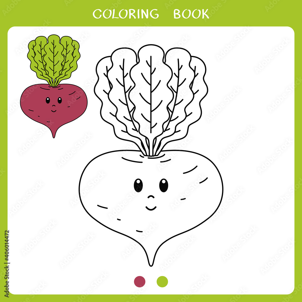 Simple educational game for kids. Сute beet for coloring book Stock ...