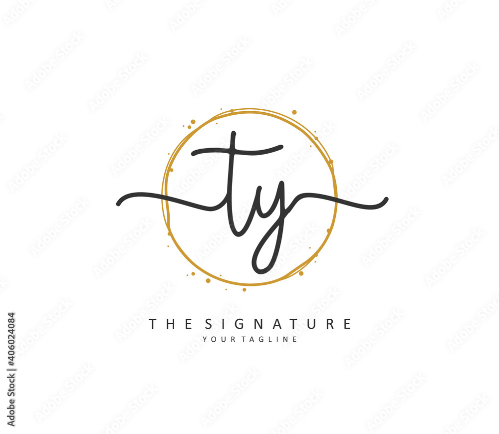 TY Initial letter handwriting and signature logo. A concept handwriting ...