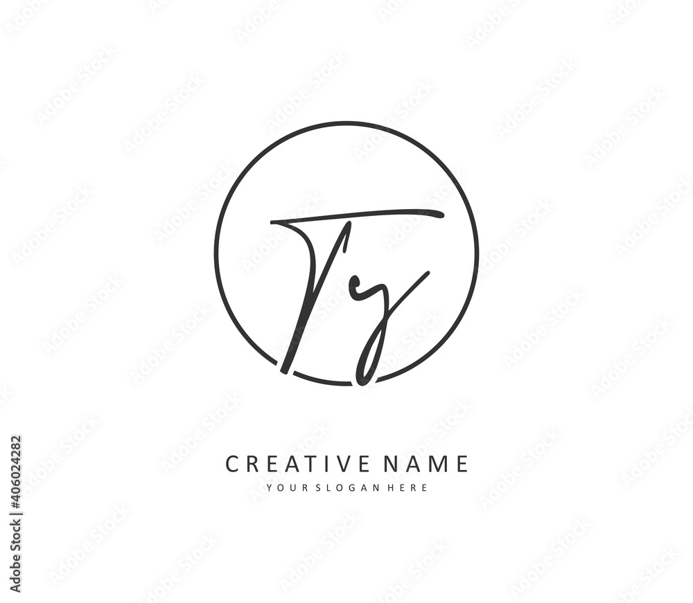 TY Initial letter handwriting and signature logo. A concept handwriting ...