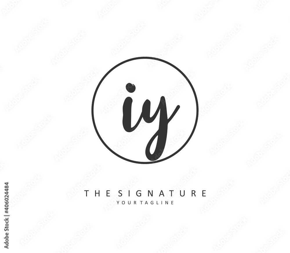 IY Initial letter handwriting and signature logo. A concept handwriting ...