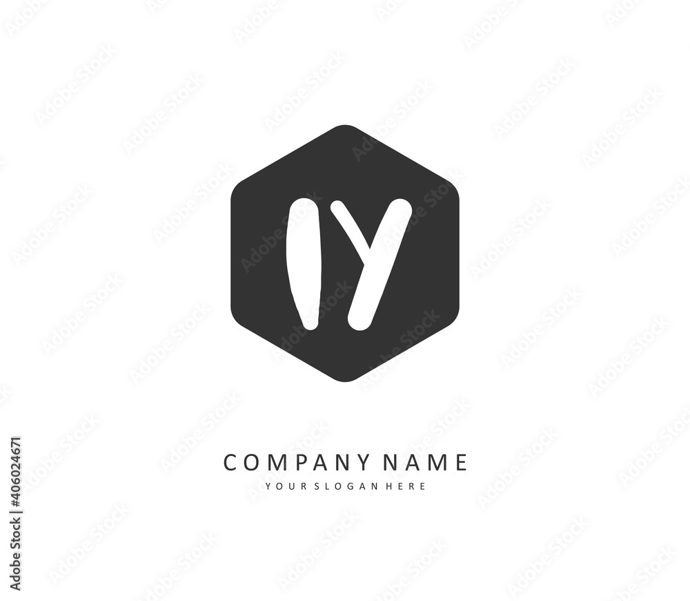 IY Initial letter handwriting and signature logo. A concept handwriting ...