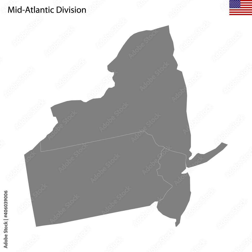 Stockvector High Quality map of Mid-Atlantic division of United States ...