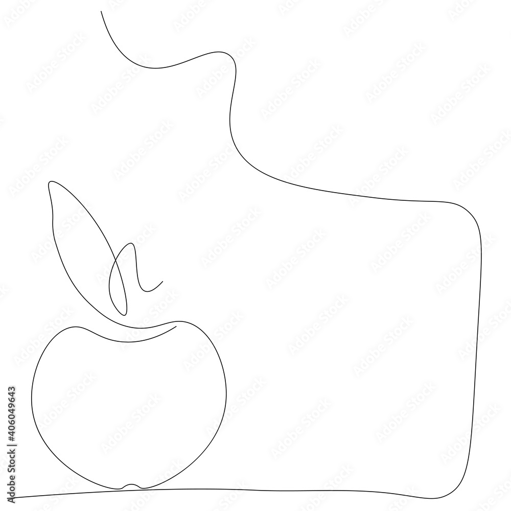 Apple one line drawing, vector illustration Stock Vector | Adobe Stock